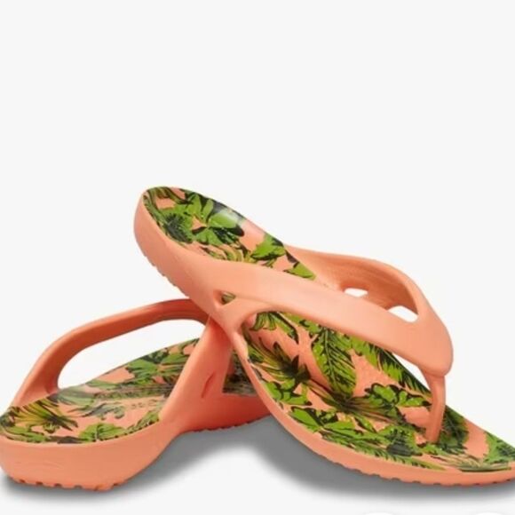 CROCS | Shoes | Crocs Kadee Li Thong Sandals Palm Tree Papaya | Poshmark